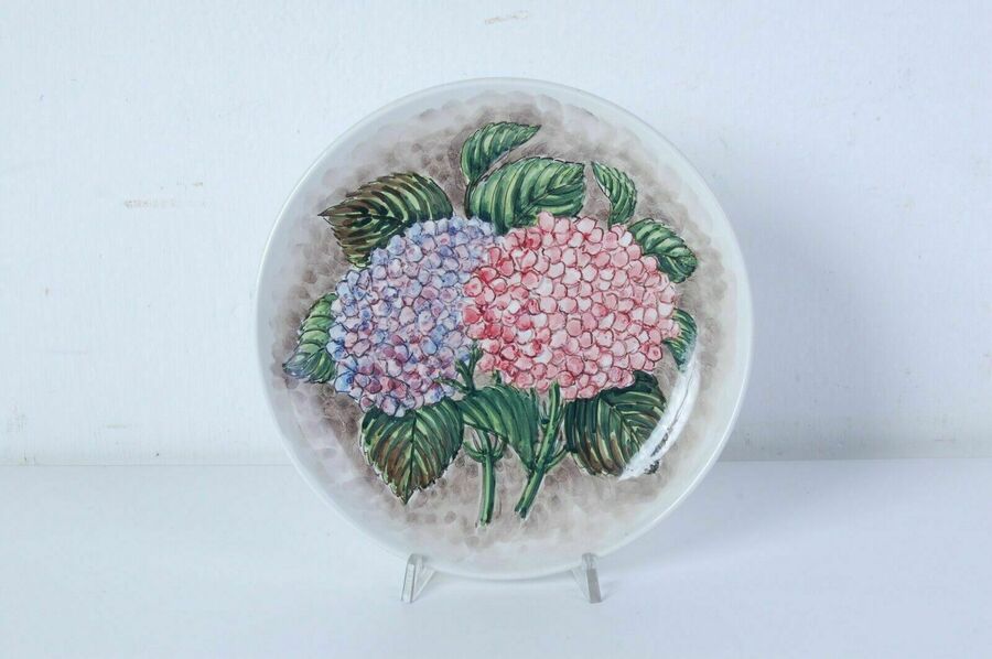 Plate Decorated With Beautiful Ceramic Hydrangeas Produced By A Small ...