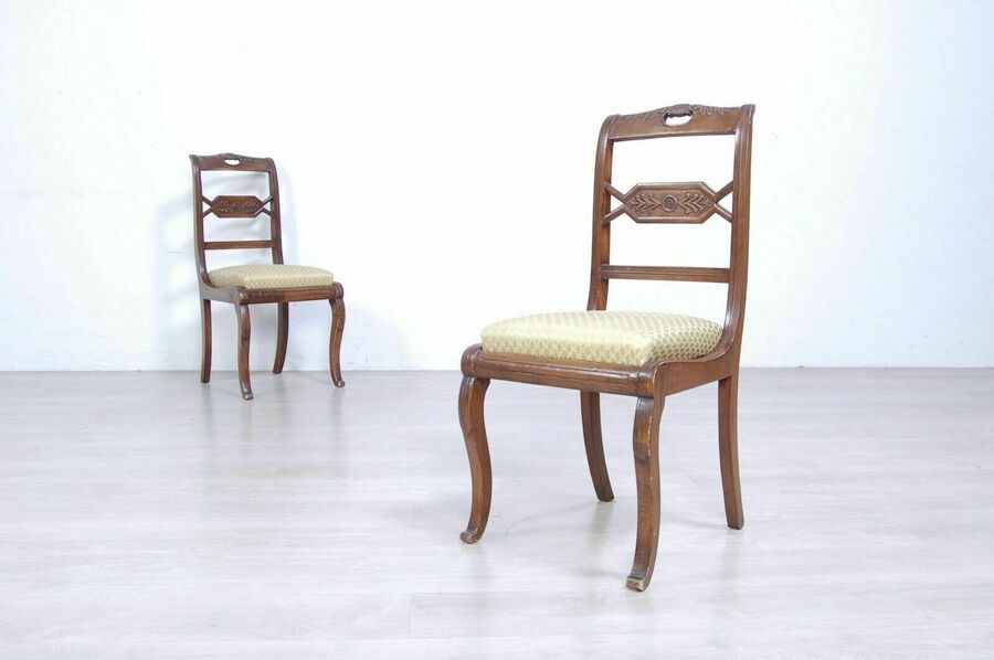 Pair Of Old Carved Wooden Chairs, Design And Production From The Early ...