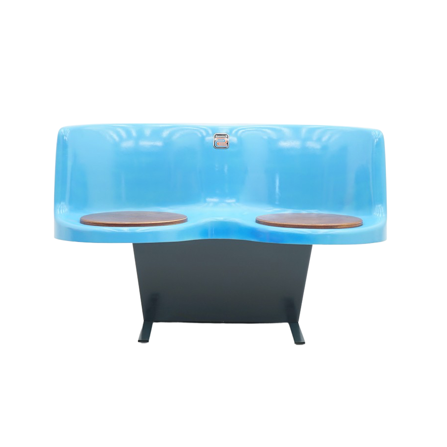 Original Brunswick USA Fiberglass Bench Blue Vintage 70er | Vinterior