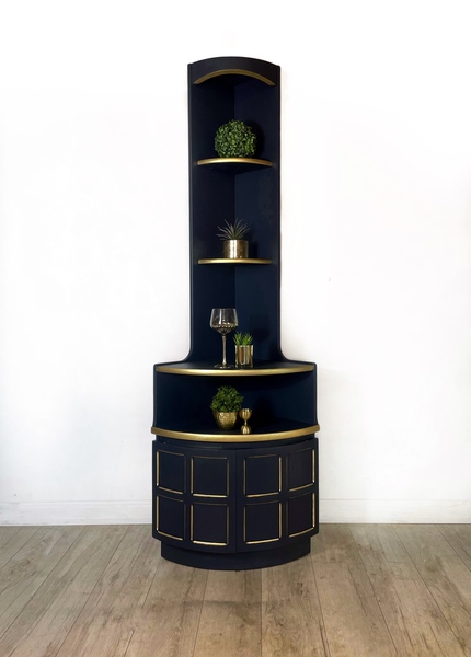 Nathan Corner Unit In Blue And Gold | Drinks Cabinet | Nathan | Vinterior