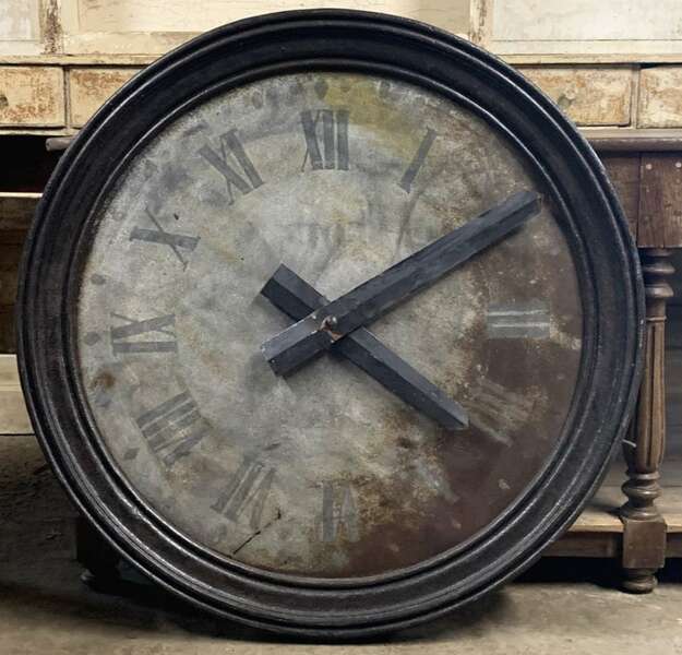 Large Antique French Iron Clock Face | Vinterior