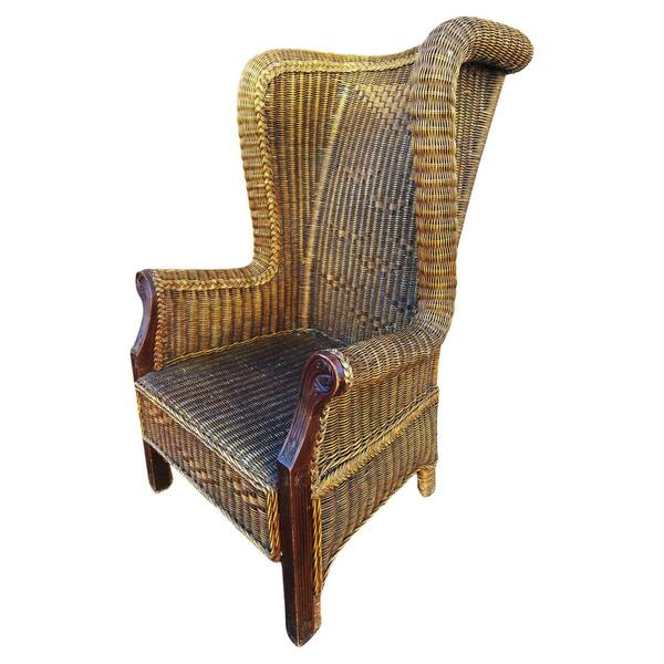 Spectacular Victorianstyle Wicker Throne, Very Big High Backrest Wide ...