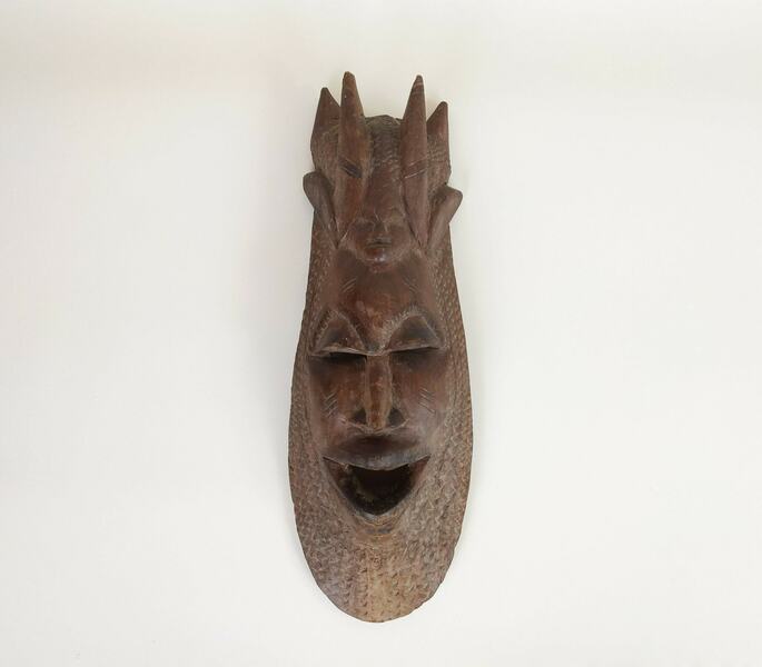 Large Vintage Primitive African Wooden Mask From Senegalese Tribe ...