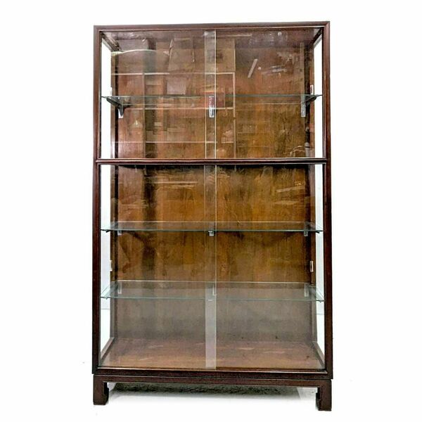Asian Store Showcase With Sliding Door In Exotic Wood, 1930s | Vinterior