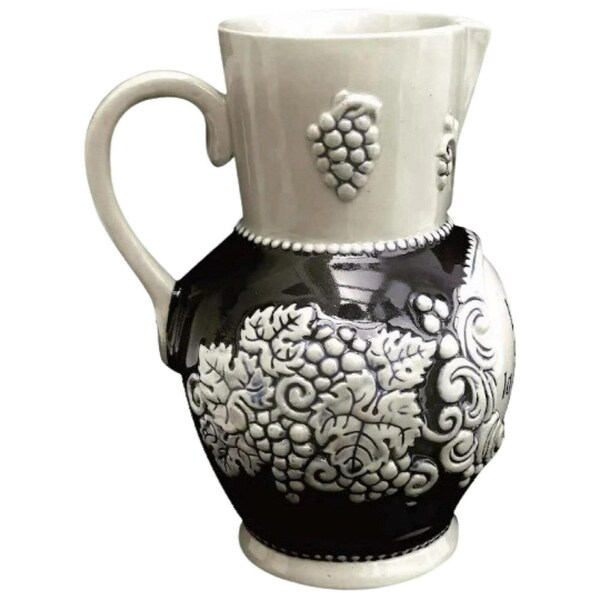 Pitcher Glazed Stoneware Wine Half Liter Pitcher Decanter French Blue ...