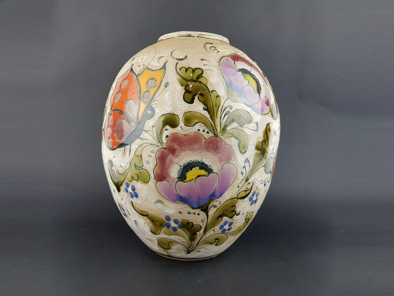 Vintage Italian Hand Painted Vase By Elio Schiavon And Gunter Erhart ...