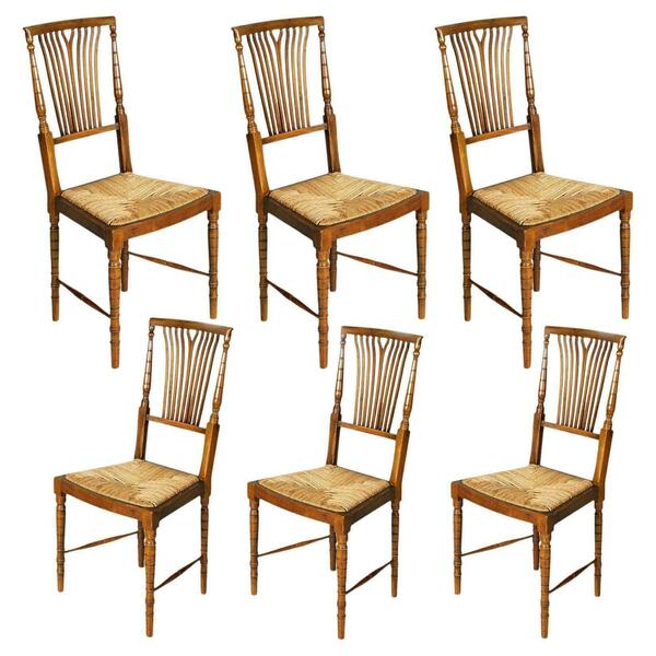 Mid Century 1960s Set Six Chairs Chiavarine By Gaetano Descalzi, Strow ...