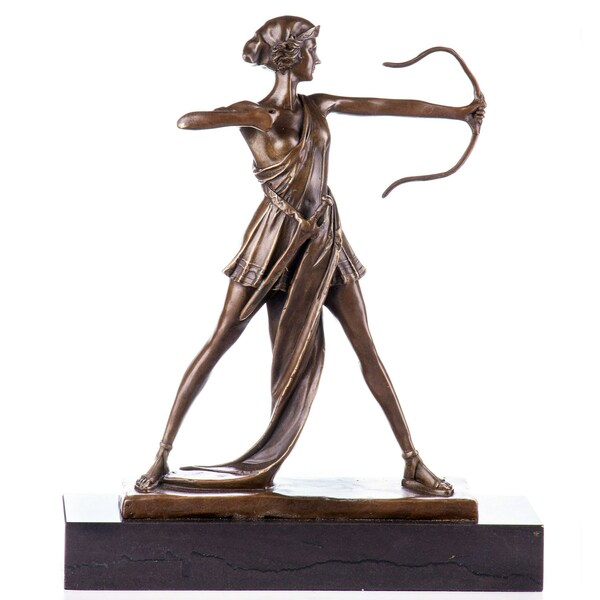 Art Deco Bronze Archer "Diana" After Preiss Marble Base, Large Bronze ...