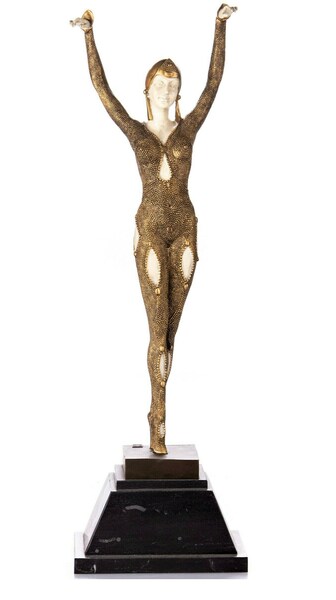 Art Deco Con Brio Dancer, Cabaret Dancer, Bronze Sculpture On Marble ...