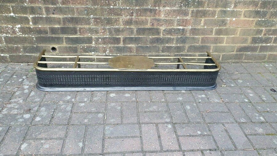 Large Victorian Brass And Iron Fender Fire Curb Fireplace | Vinterior