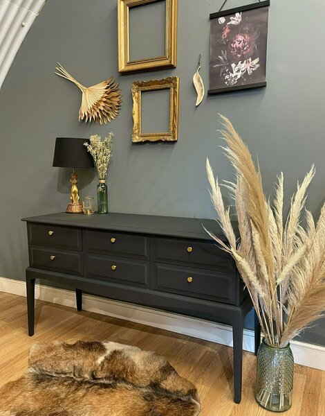 Dark Grey 6 Drawers Stag Console/Sideboard | Stag | Vinterior