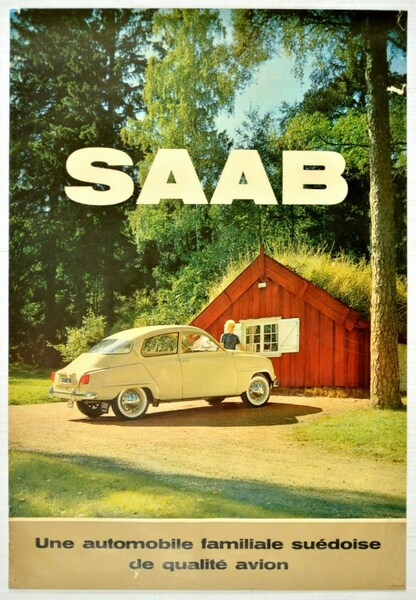 Original Vintage Advertising Poster Swedish Car Manufacturer Saab Image ...