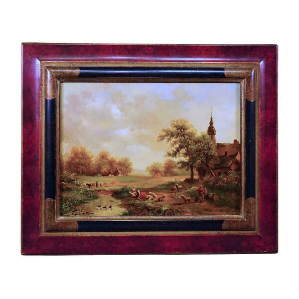 Shepherd With Herd In A Victorian Landscape, Oil On Wood 19th Century ...