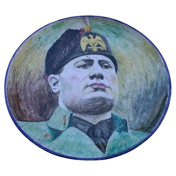 Rare Large Majolica Wall Plate With Face Of Benito Mussolini 1950s ...