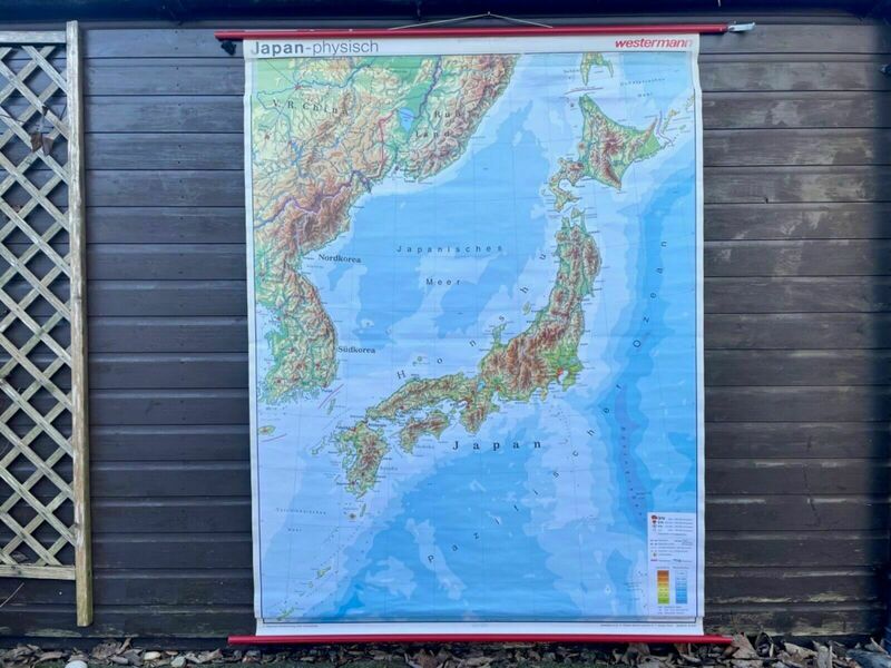Vintage Japan School Map Wall Map Educational Poster Chart Geography ...