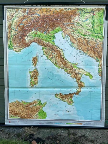 Vintage Geographical Map Of Italy & The Balkans Roll Down School Map ...