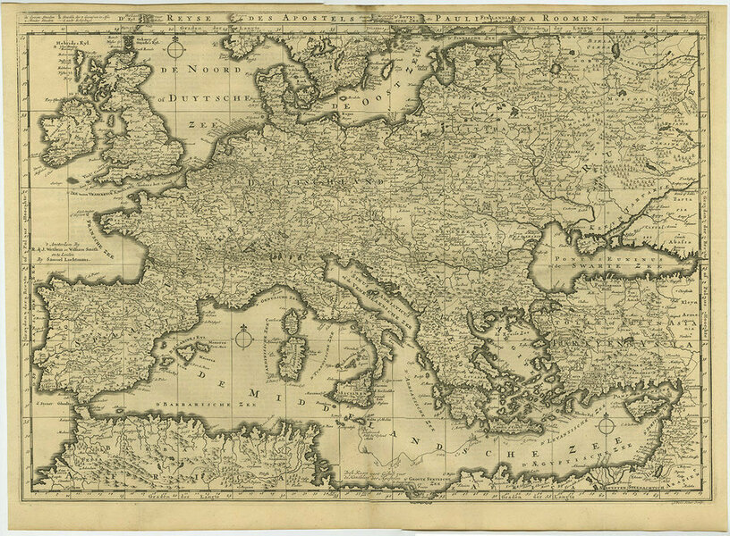 Bible Map Of Europe, 1700s, Antique | Vinterior
