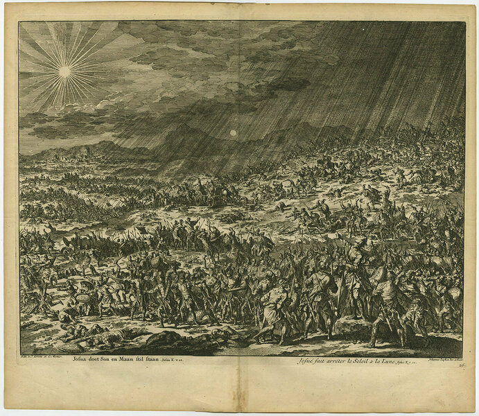 Antique Bible Print Joshua Makes The Sun And Moon Stand Still | Vinterior