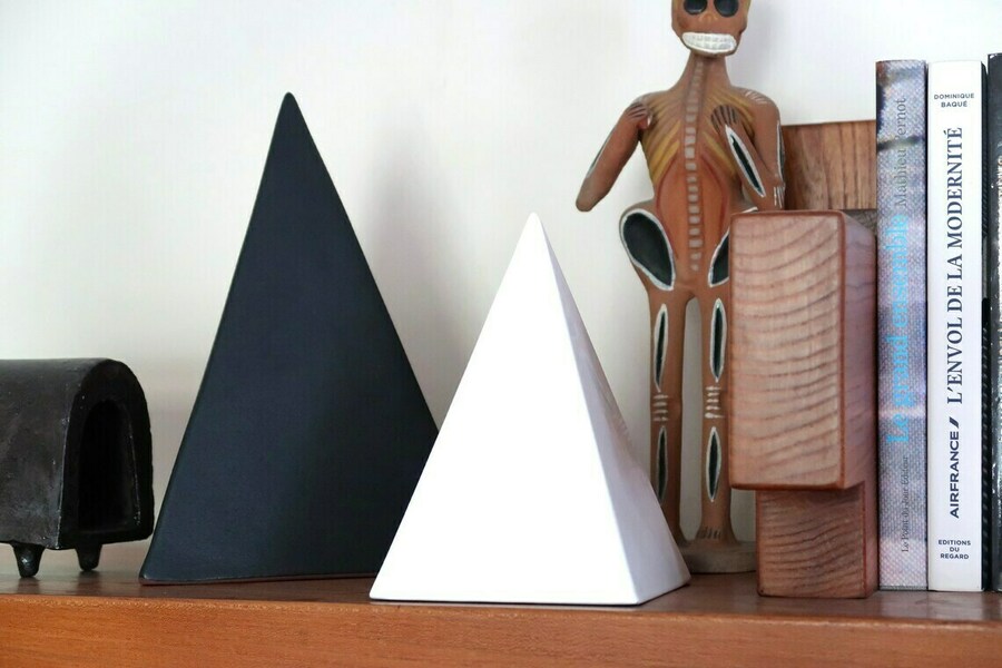 Ceramic Pyramid Sculpture, 1970s / White, Minimalist, Boho Chic, Lucky ...