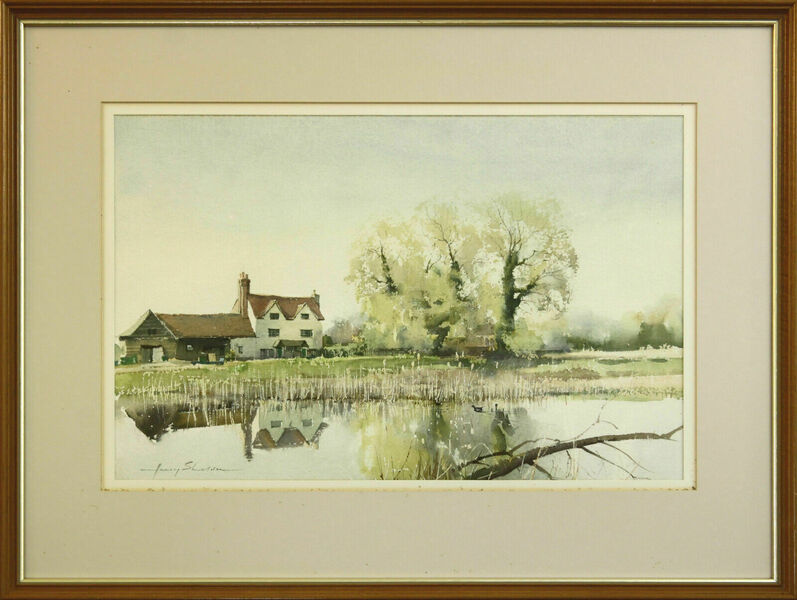 Watercolour By Harry Sheldon. Titled "Early Spring, Water End" | Vinterior