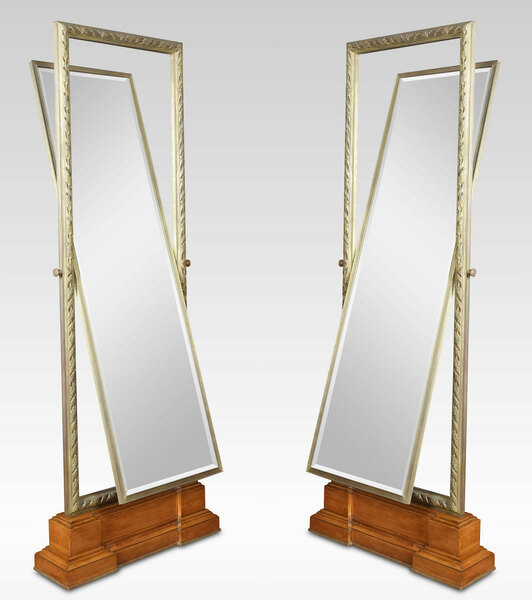 Pair Of Versace Large Tooled Bronze Framed Two Sided Cheval Mirrors ...
