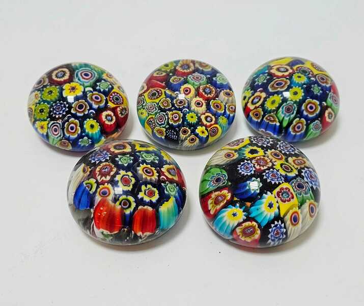 Set Of 5 Millefiori Paper Weights // Murano Glass Paperweight // Murano ...