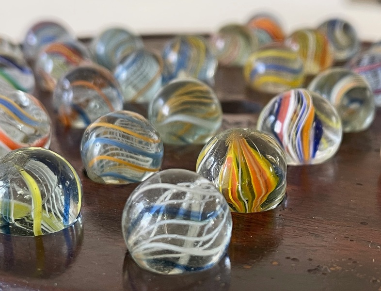 Antique Solitaire Board & Victorian Marbles | Vinterior