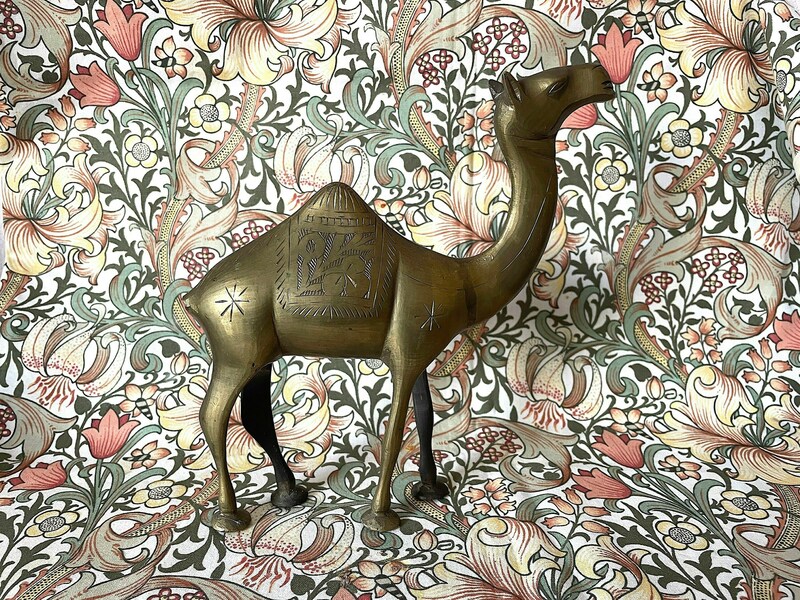 Vintage Brass Camel Figurine, Large Two Tone Metal Camel Ornament ...