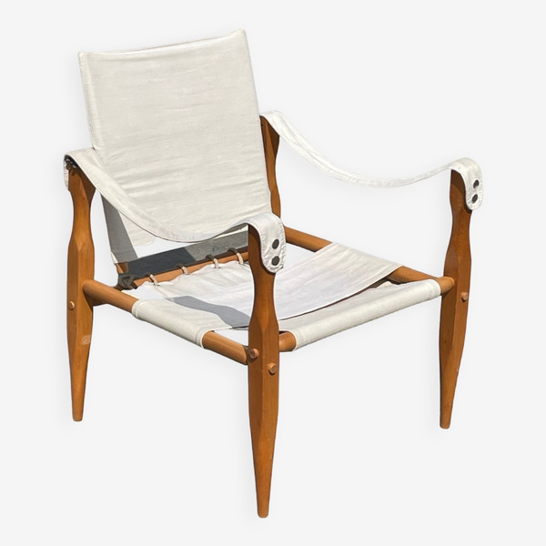 Vintage Safari Chair 1960s Denmark With Canvas Minimalist Design ...