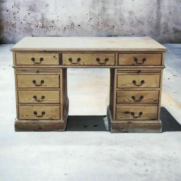 Large Pine Pedestal Desk | Vinterior