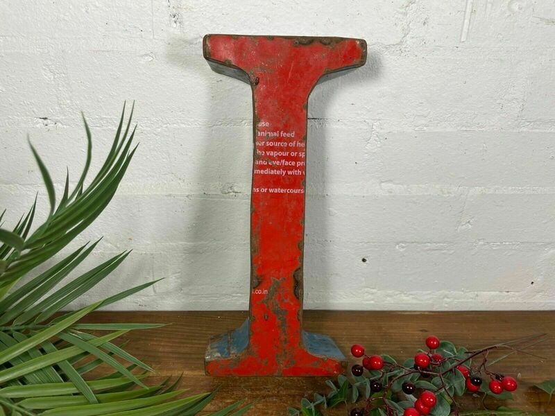 Letter I Vintage Reclaimed Tin Metal Oil Drum Letters | Vinterior