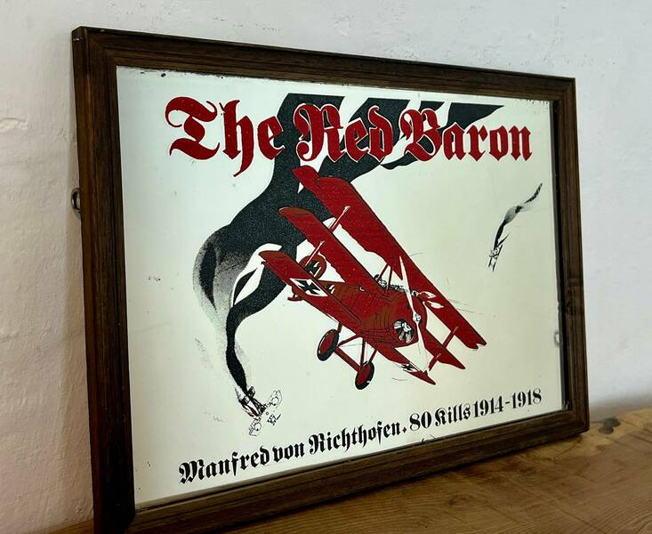Vintage Red Baron Plane Pilot Fighter Mirror, War Memorabilia, Military ...