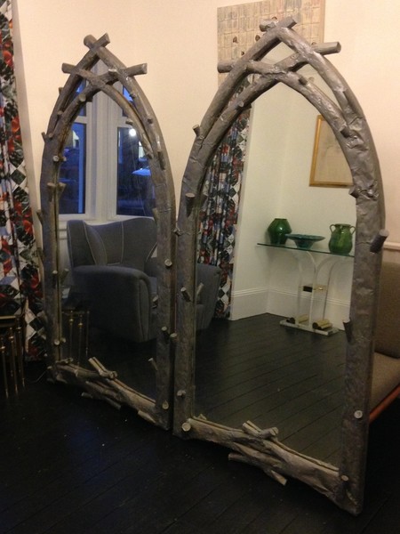 1980s A Pair Of Large Metal Simulated Branch Mirrors | Vinterior