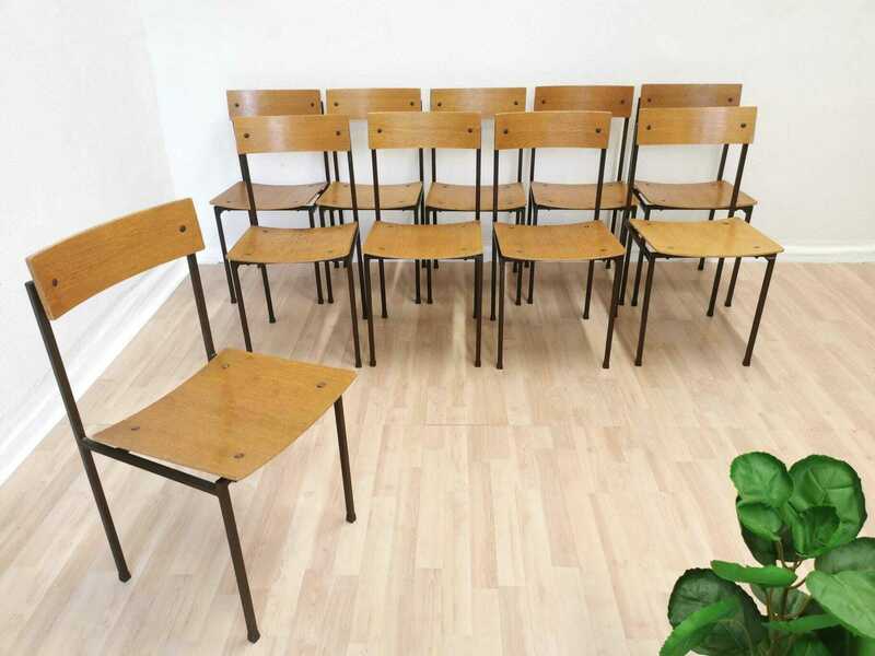 1 Of 30 Vintage School Square Chairs / Industrial Minimalist Dining ...