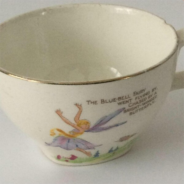 Vintage Midwinter Small China Childs' Cup With Bluebell Fairy Poem ...