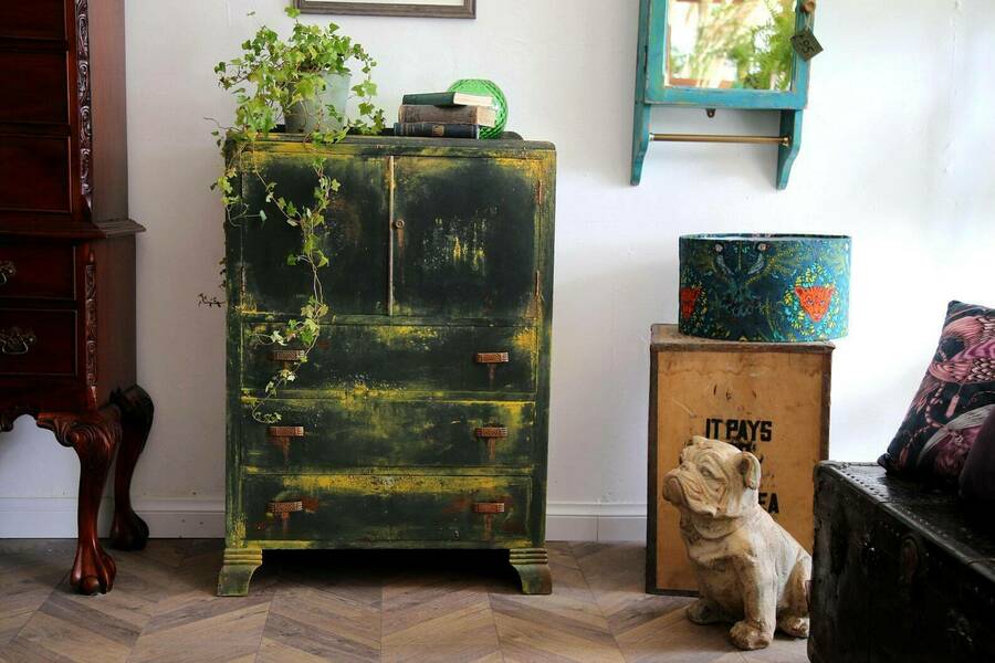 Beautiful Green And Mustard Tallboy | Vinterior