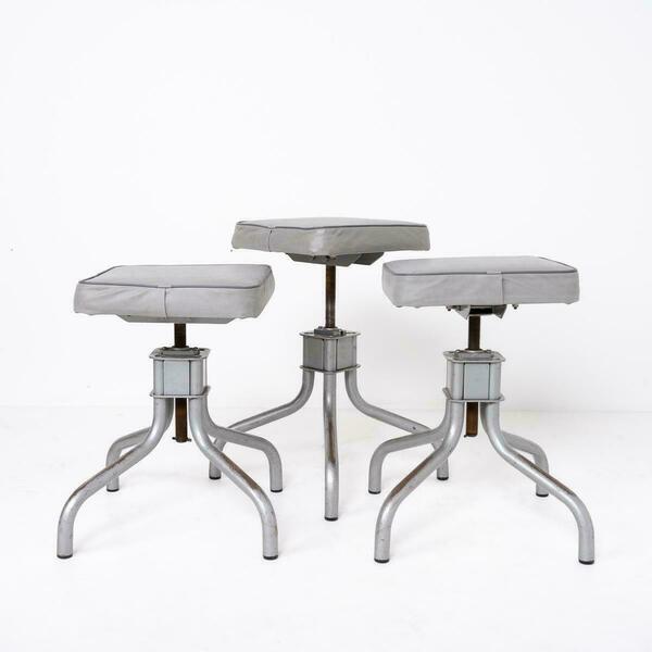 Reclaimed Industrial Factory Height Adjustable Stools By Leabank Chairs ...