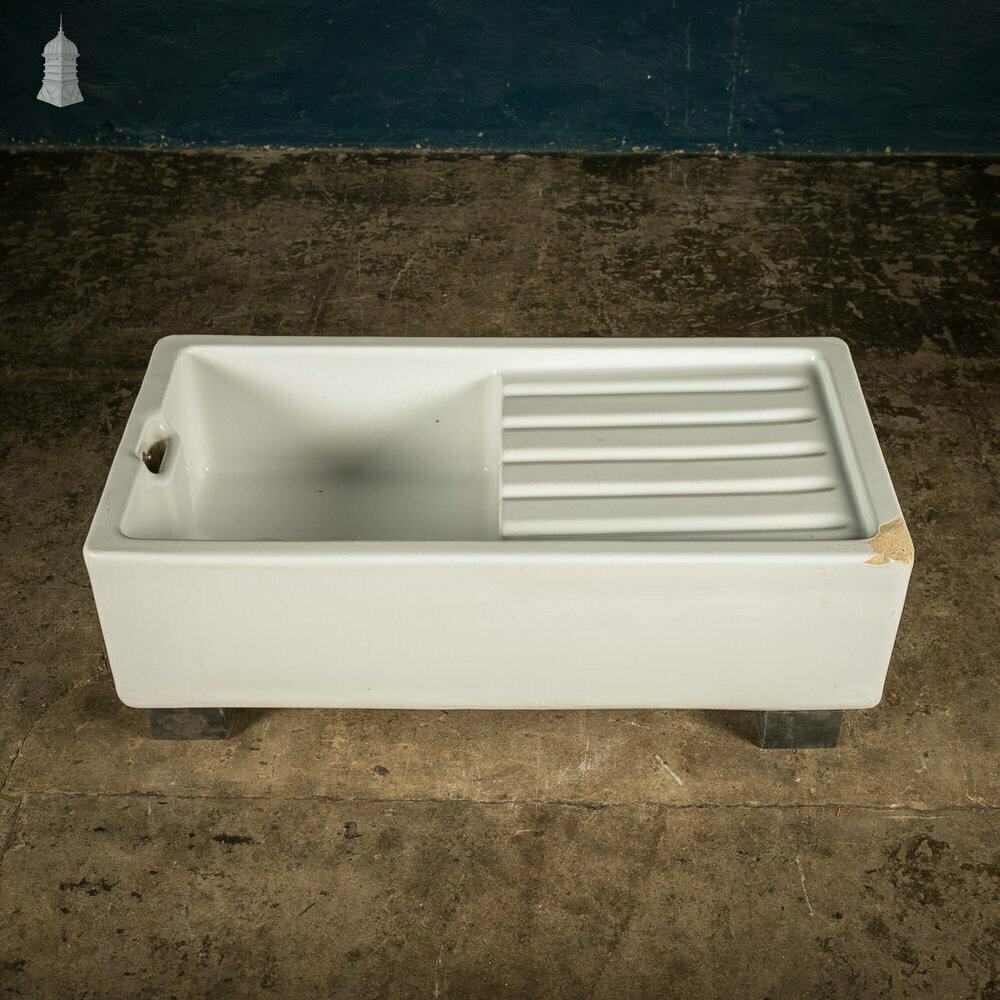 Belfast Sink With Drainer White Glazed Butler Sink And Draining Board Vinterior