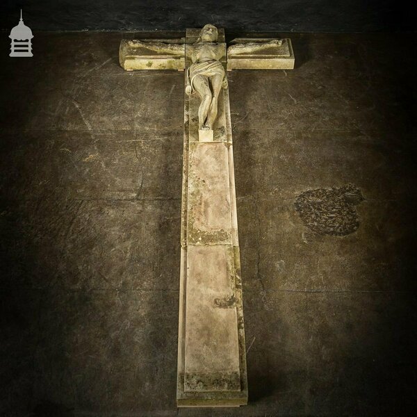 A Life Sized Jesus On The Cross On A Huge 14ft X 6ft Crucifix Carved In ...