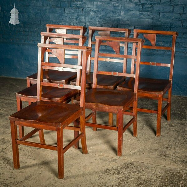 Set Of 6 19th C Elm Synagogue Chairs [No. 4] | Vinterior