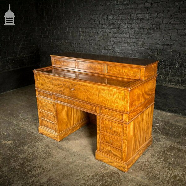 Early 19th C Maple Pedestal Bureau Desk With Internal Birds Eye Maple ...