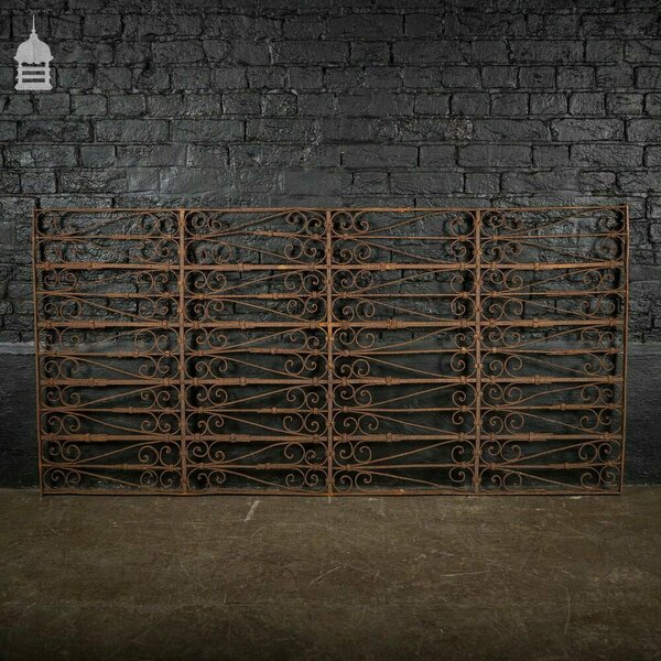Large 19th C Wrought Iron Railing Panel With Scroll Design | Vinterior