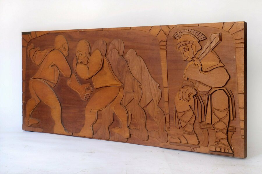 Brutalist Wood Wall Sculpture By Yuri | Vinterior