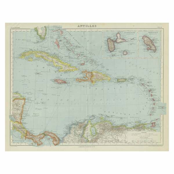 Vintage Map Of The Greater Antilles And Lesser Antilles | Vinterior