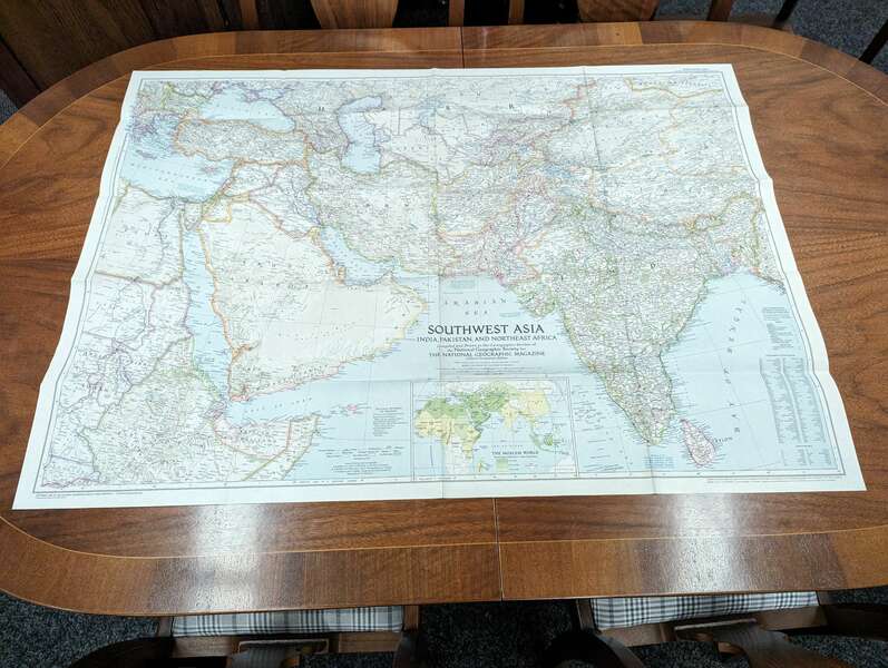1950's Gilbert Grosvenor Map Of Southwest Asia | Vinterior