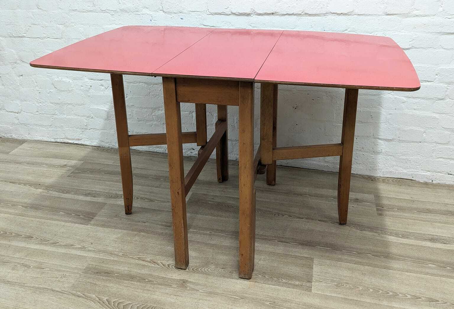 Mid Century Gateleg Dining Table Red Formica | Vinterior