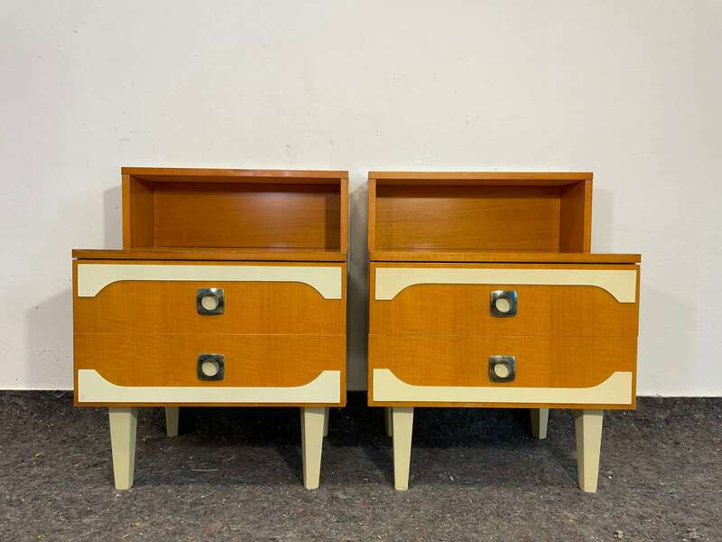 Set Of 2 Vintage Bedside Tables/ Mid Century/ Nightstand Storage/ Retro ...