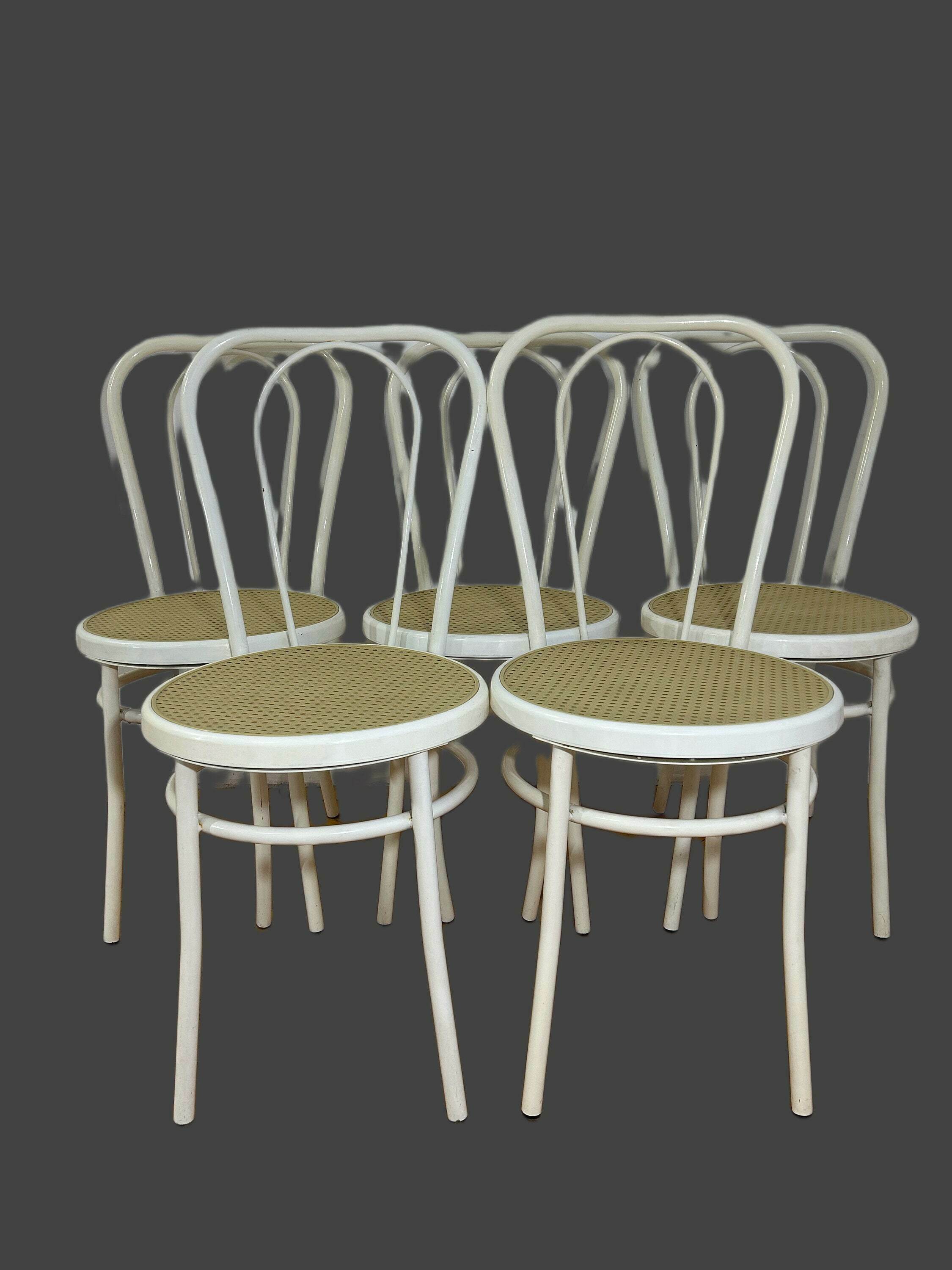1 Of4 Retro White Metal Cafe Chairs Plastic Seat Cafe Set 1980s / Pop ...