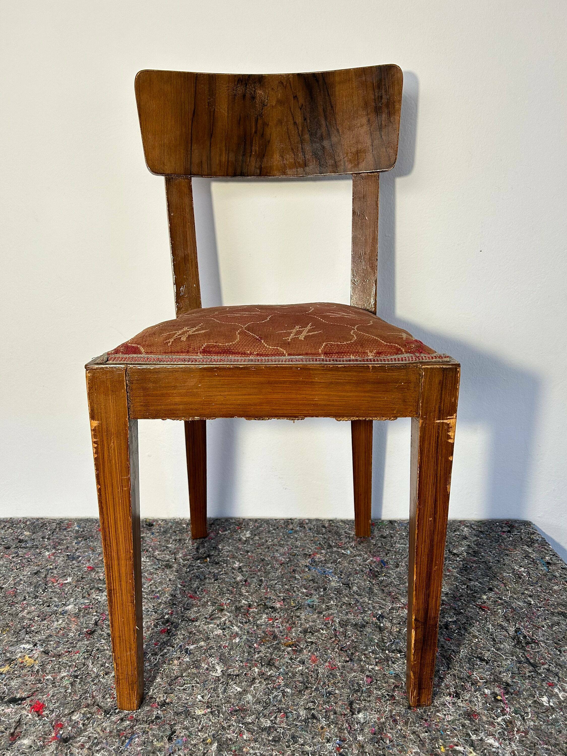 Vintage Dining Chair Wood And Cane, Art Decoo Chair, Mid Century Modern ...
