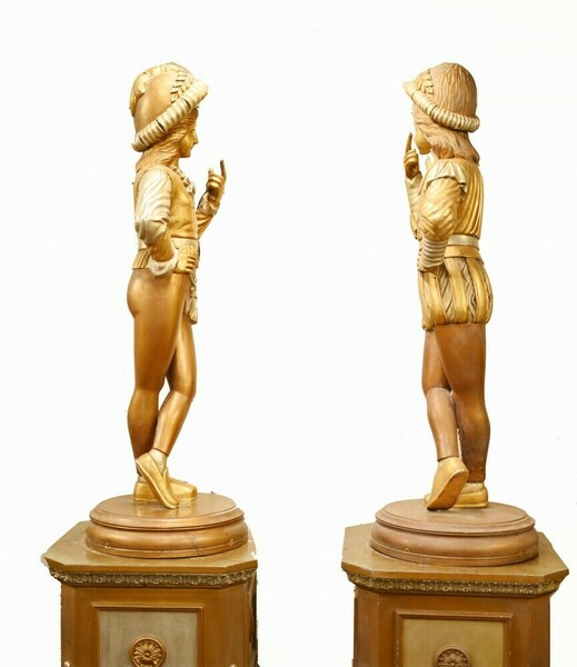 Pair Giant Italian Renaissance Page Boy Statues Medieval Fayre | Vinterior